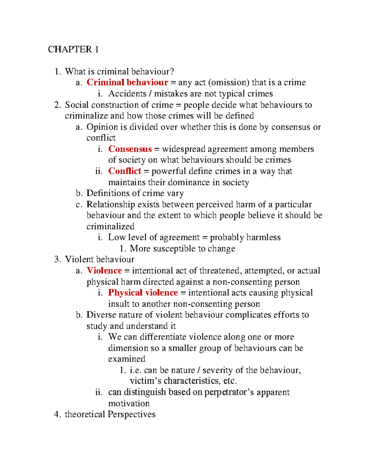 Crim 103 chapter 1 textbook - CHAPTER 1 What is criminal behaviour? a ...