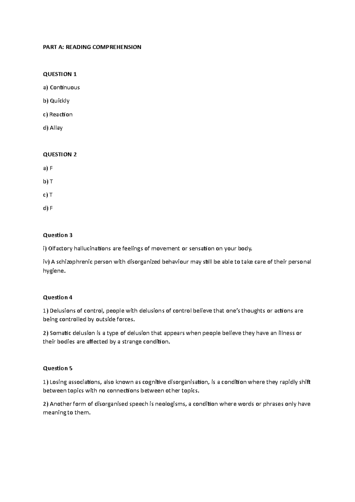 ELC 231 MID TERM TEST SET 2 - PART A: READING COMPREHENSION QUESTION 1 ...