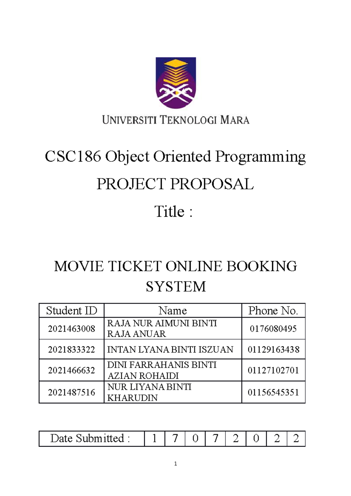 Group Report Intan Lyana Binti Iszuan Rcs1102c Csc186 Csc186 Object Oriented Programming