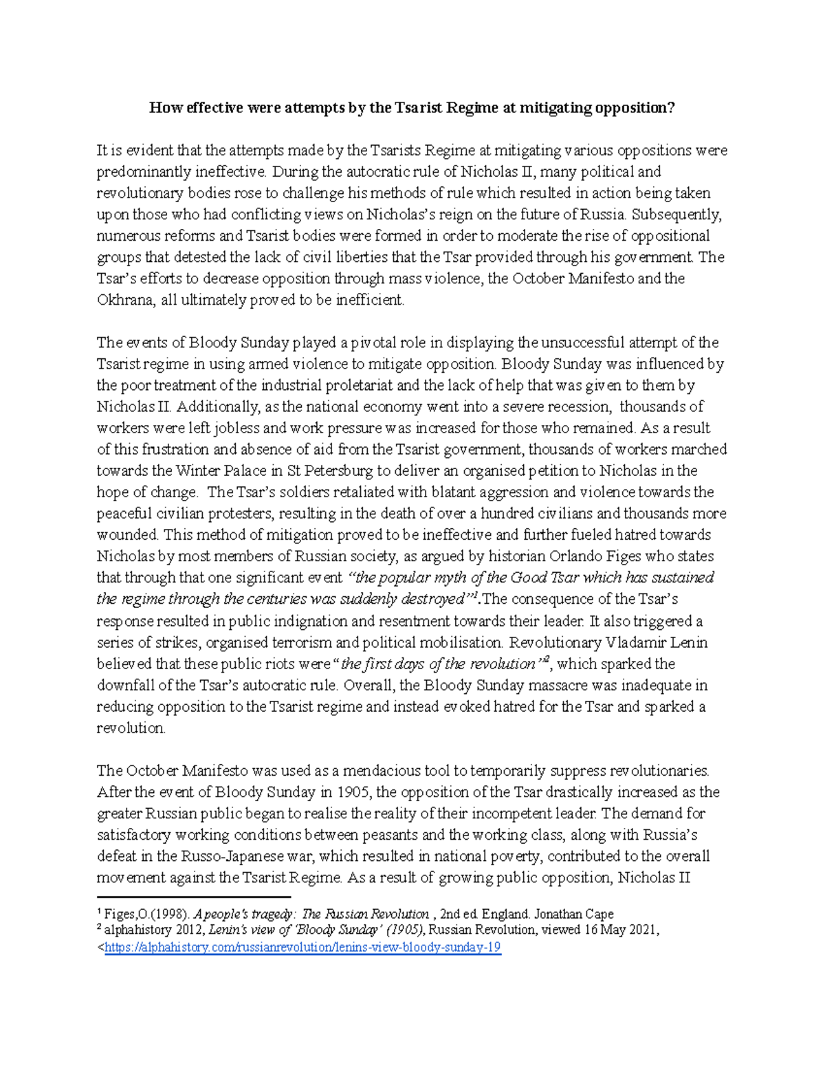 Tsarist Russia Essay - How effective were attempts by the Tsarist ...