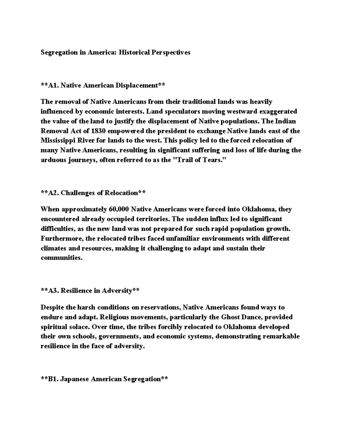 QSM2 TASK 3 - Segregation in America: Historical Perspectives A1 ...