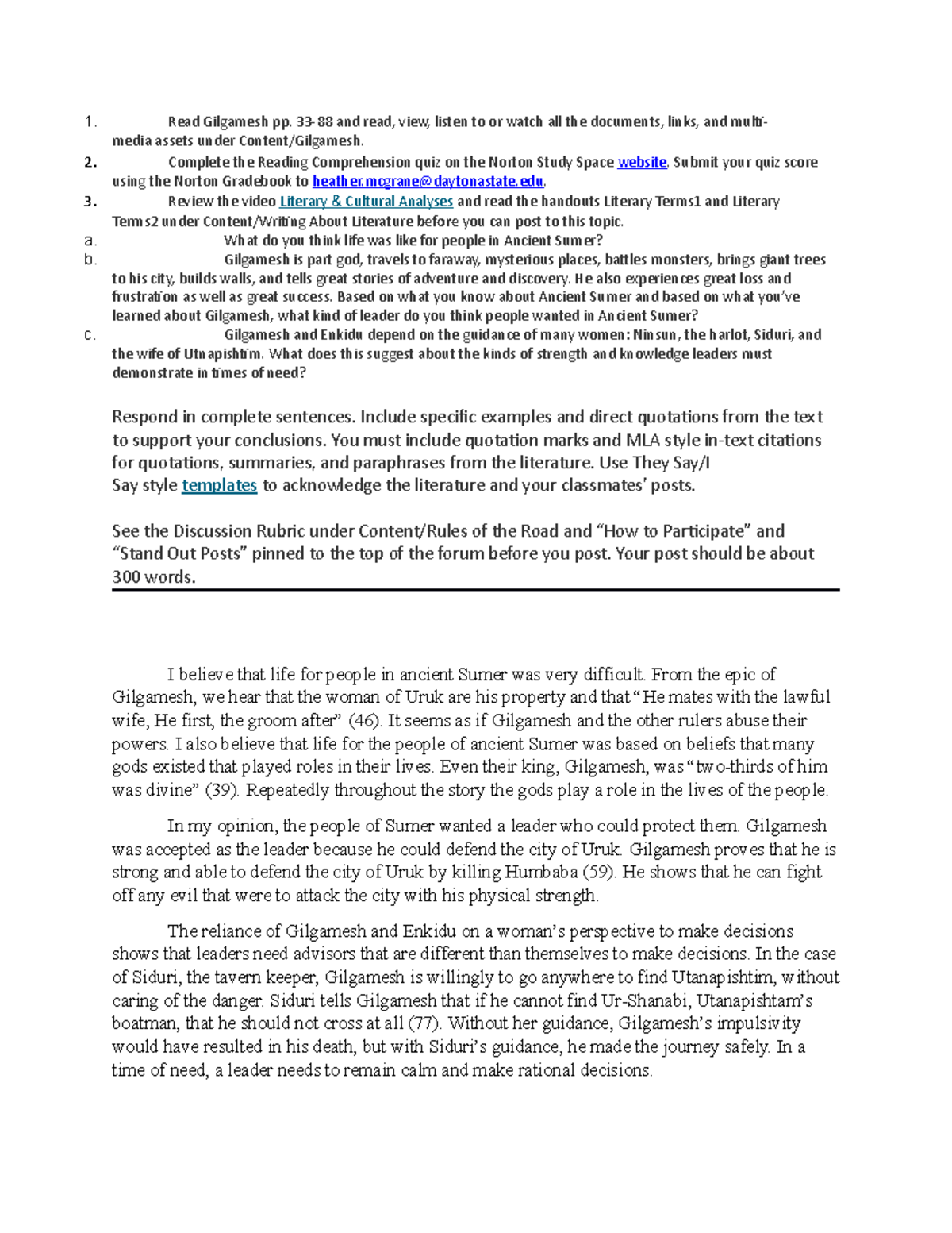 The Epic Of Gilgamesh - Read Gilgamesh pp. 33-88 and read, view, listen ...