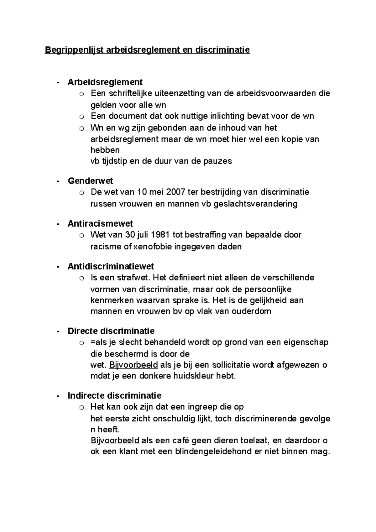 Begrippenlijst arbeidsreglement en discriminatie - Begrippenlijst ...