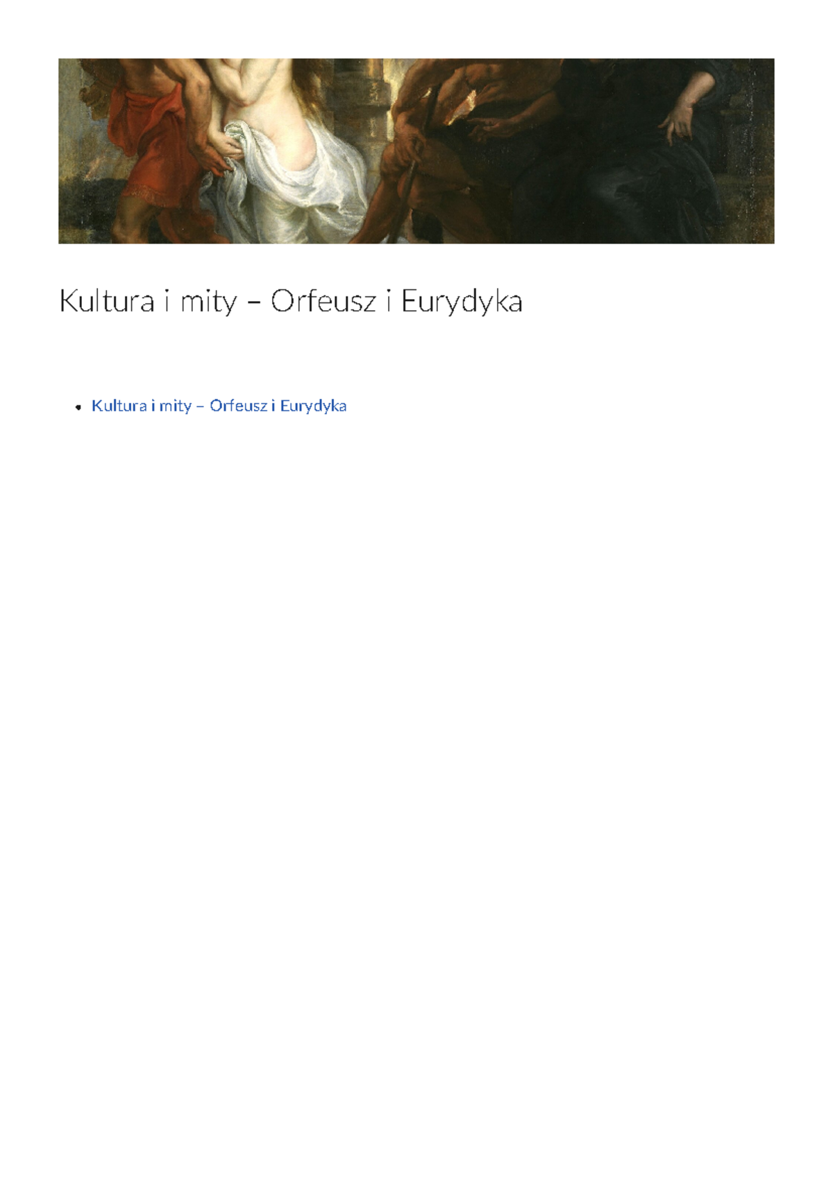Kultura i mity - Orfeusz i Eurydyka - Kultura i mity – Orfeusz i Eurydyka Kultura i mity ...
