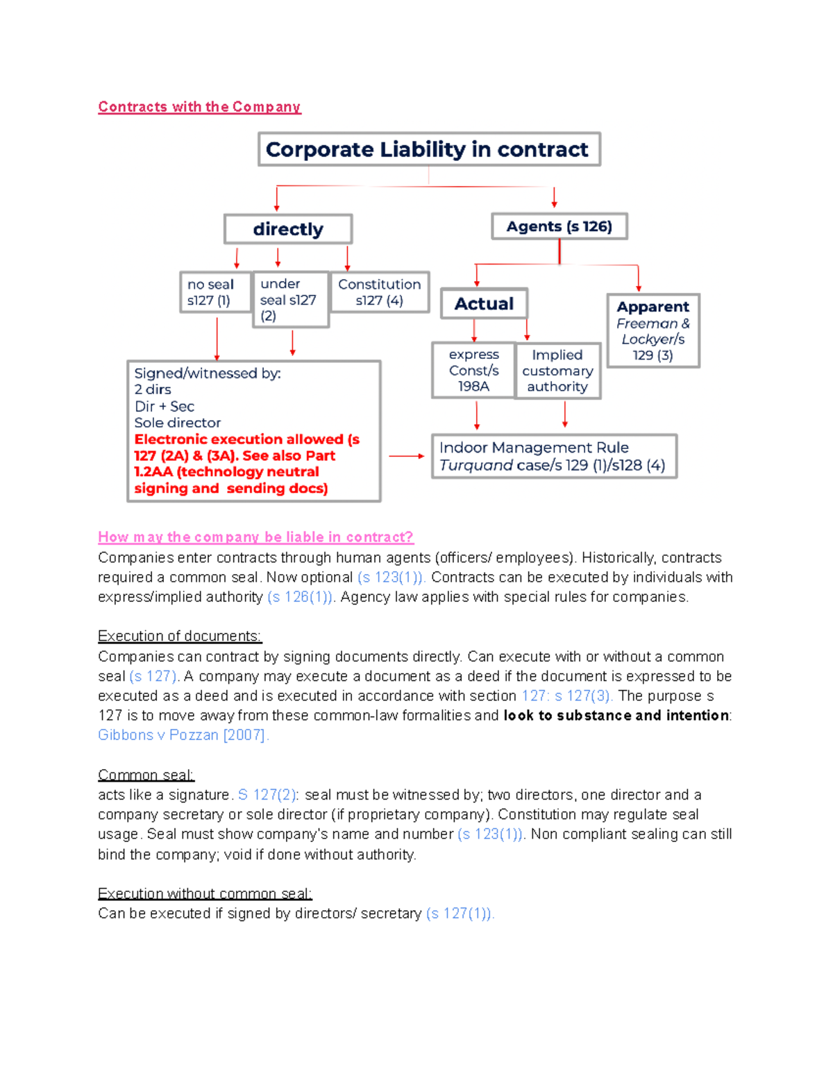Exam notes - LOBO - Contracts with the Company How may the company be ...