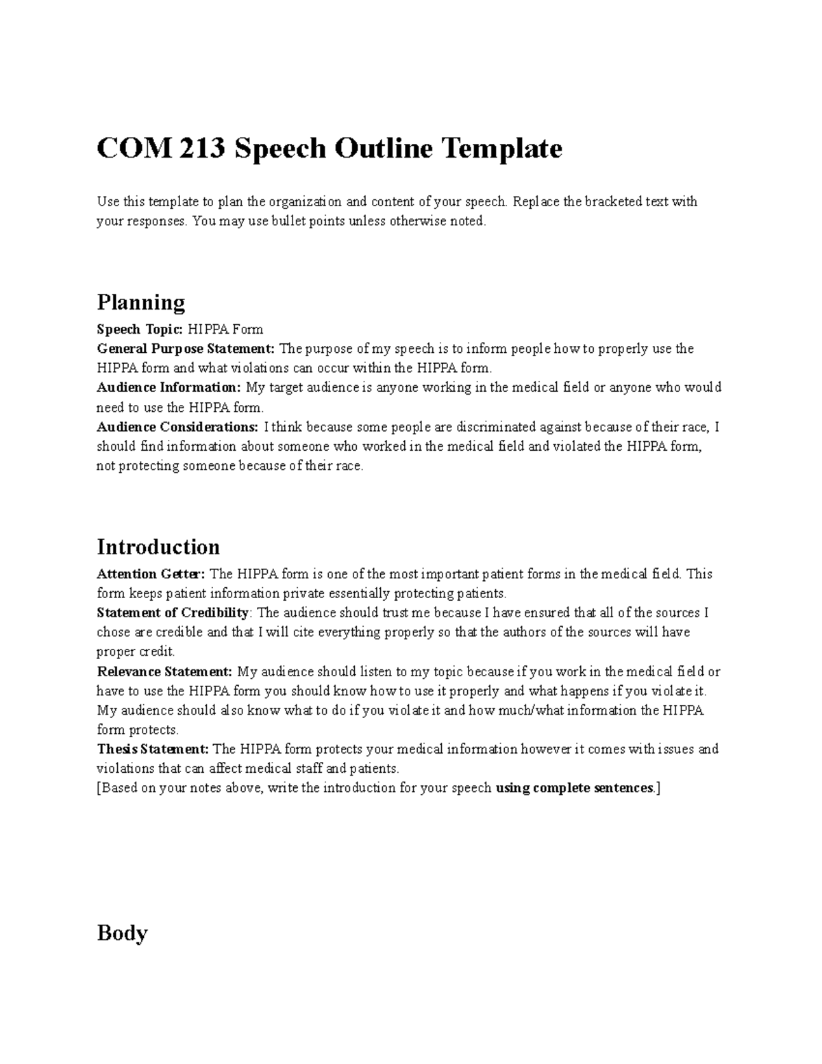Untitled document - This is the completed template for the speech ...