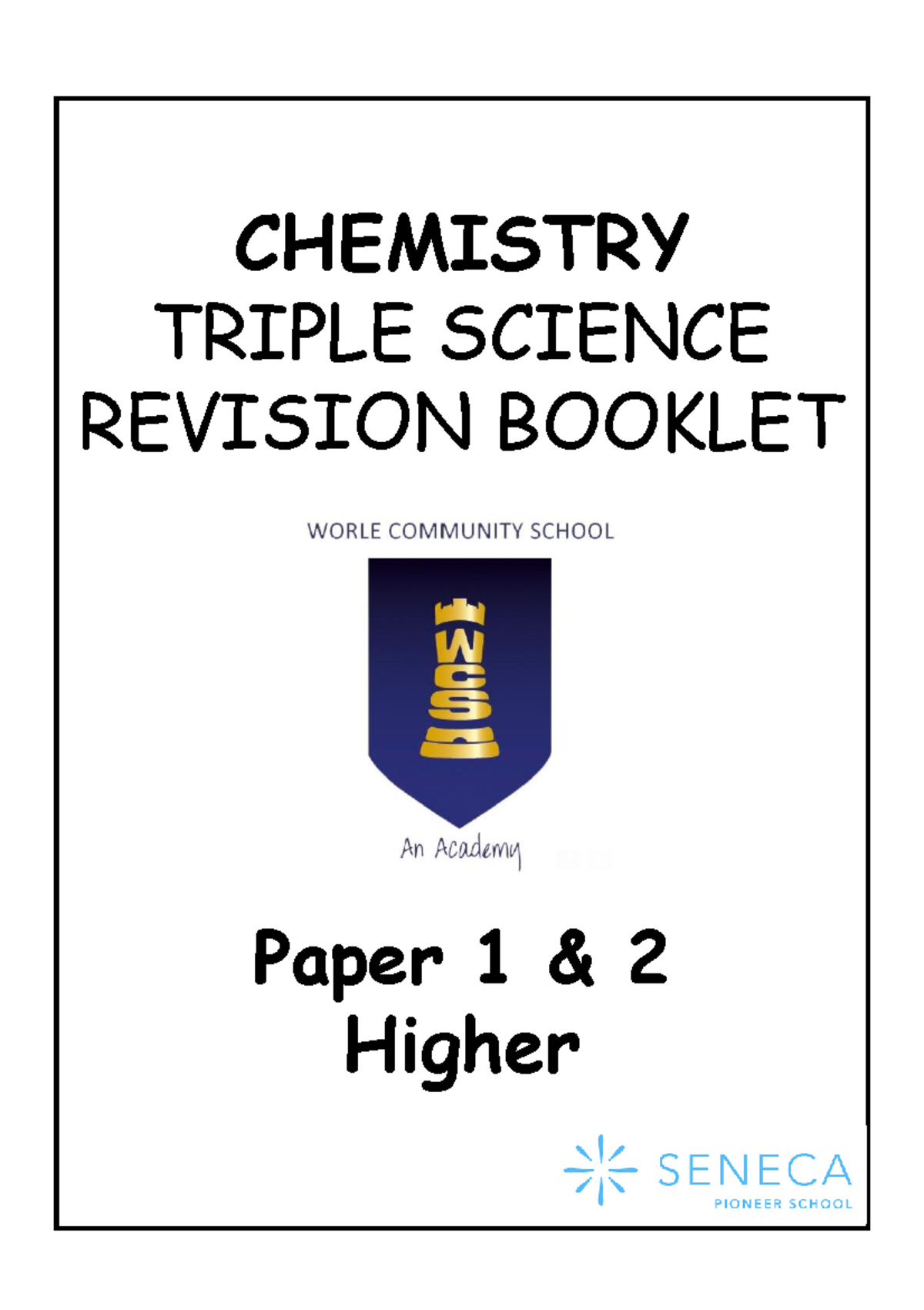 Chemistry revision guide - CHEMISTRY TRIPLE SCIENCE REVISION BOOKLET ...