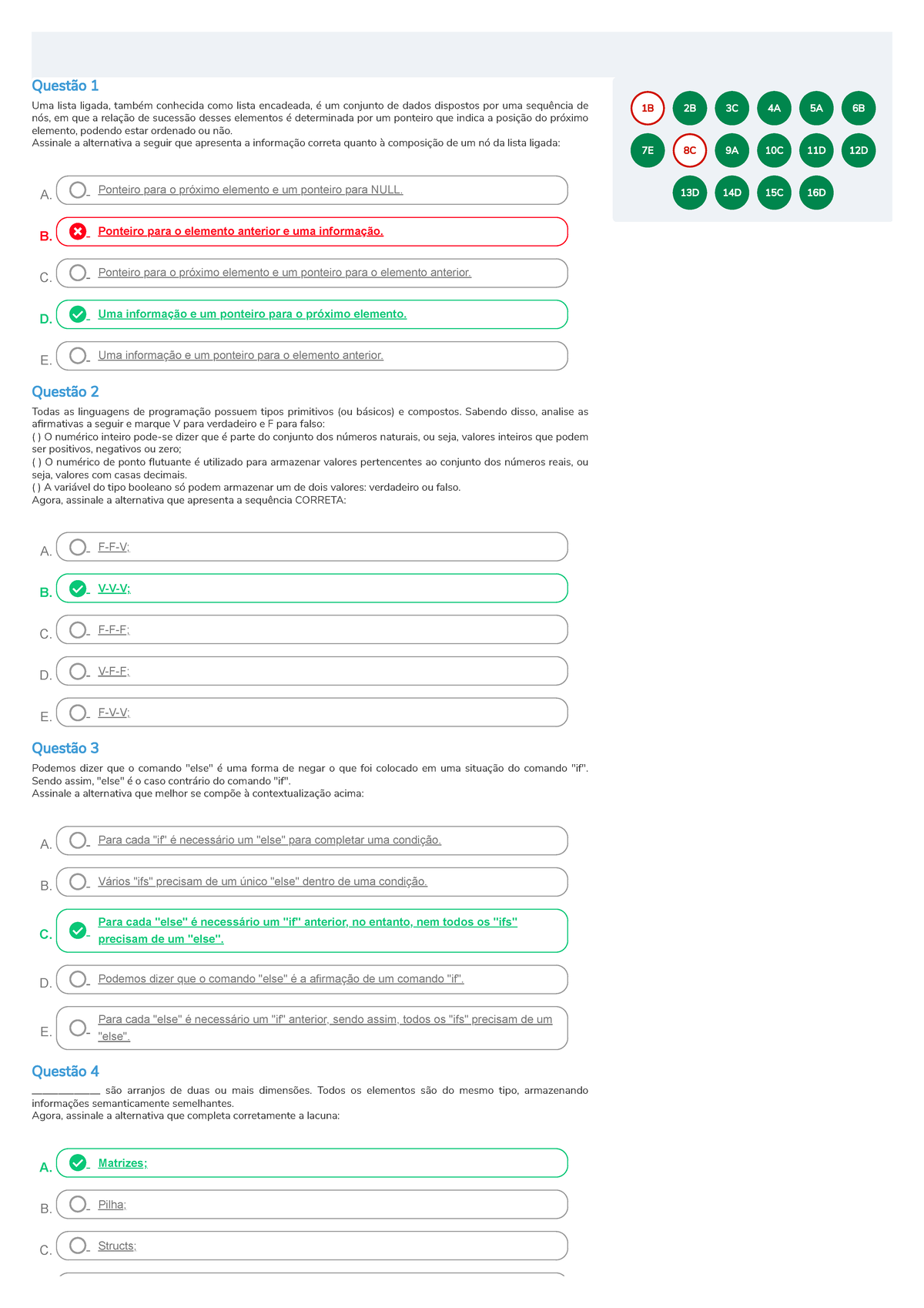 Prova Presencial Algoritmos E Programação Estruturada 1b 2b 3c 4a 5a 6b 7e 8c 9a 10c 11d 12d