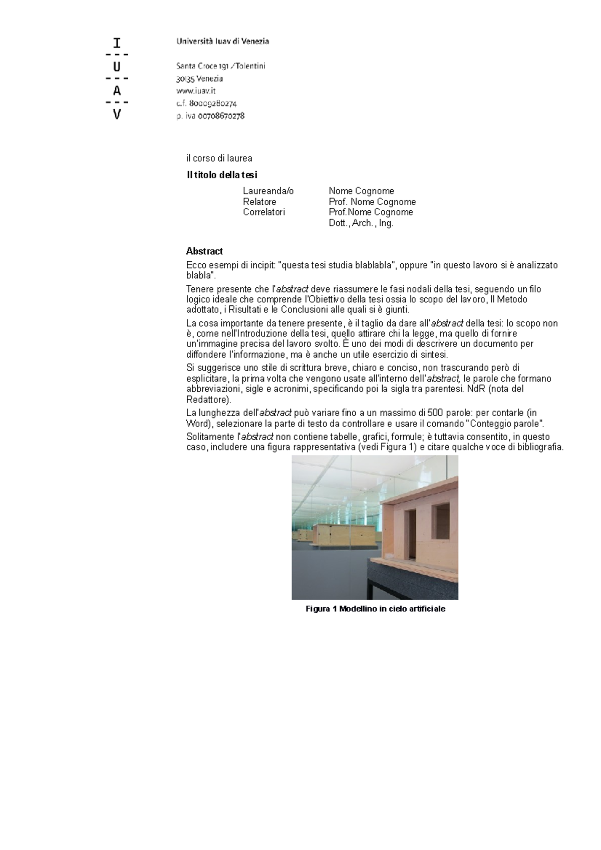 Modello abstract tesi come fare un abstract - il corso di laurea Il ...