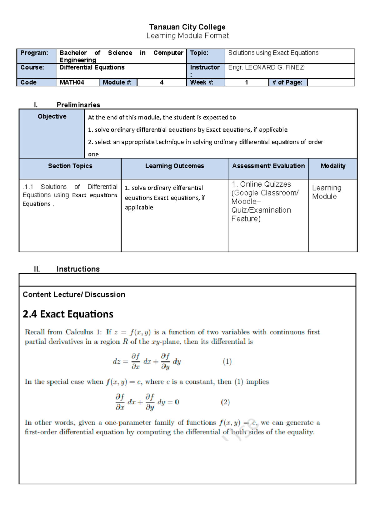 De mod 4 - 2022 - Tanauan City College Learning Module Format Program ...