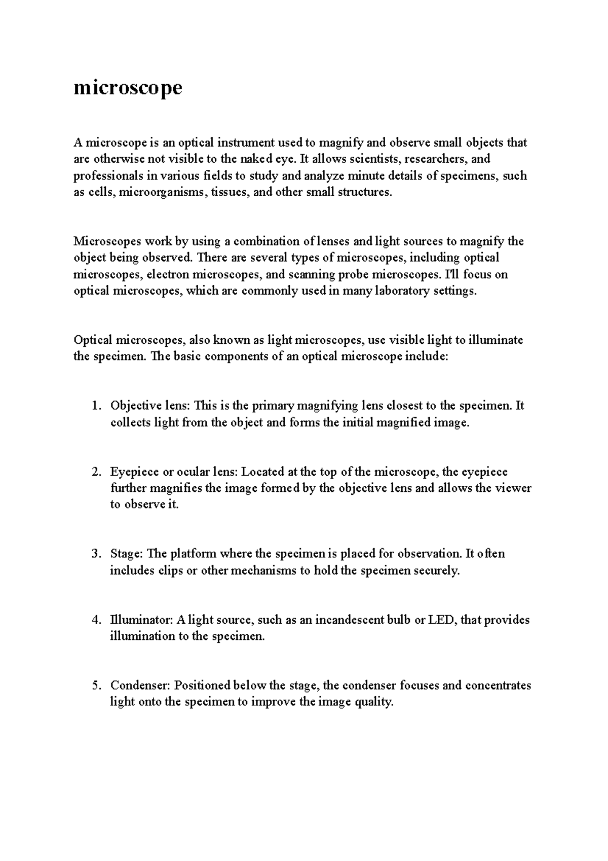 microscope in biology - microscope A microscope is an optical ...