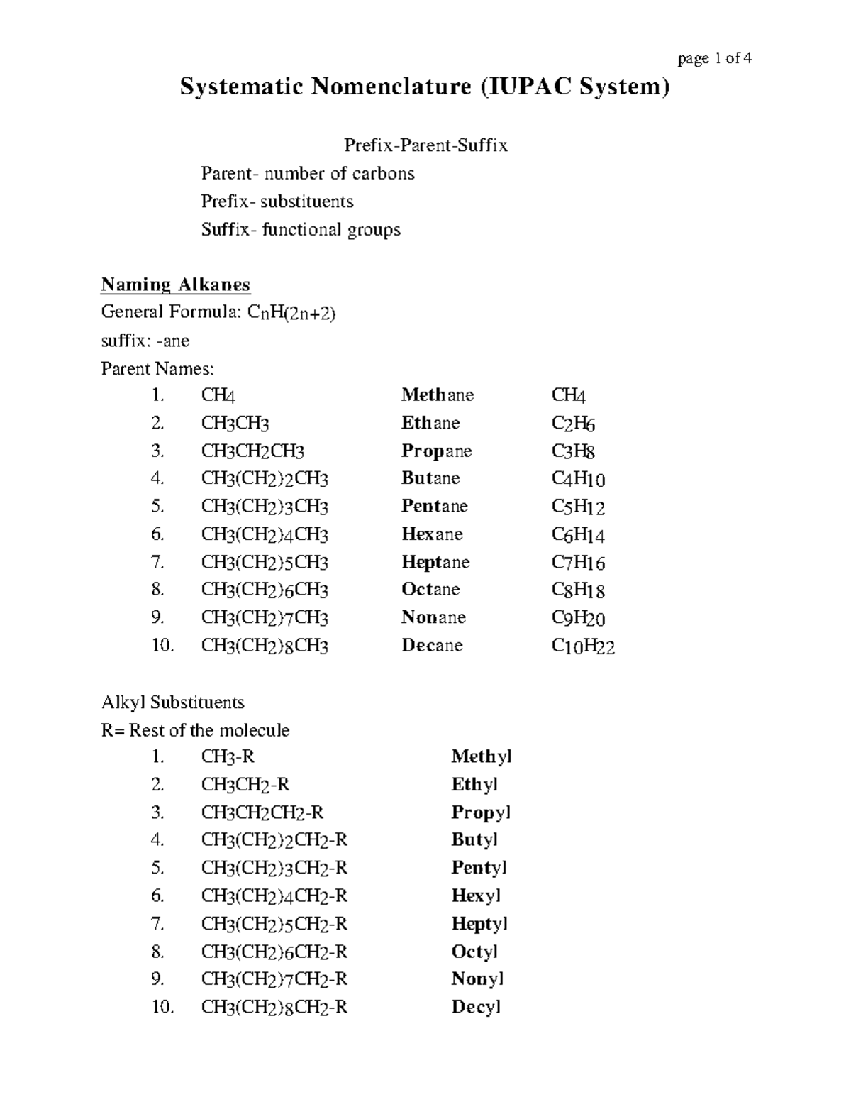 Different Types of Hydrocarbons in Biochemistry Year 1 - Systematic ...