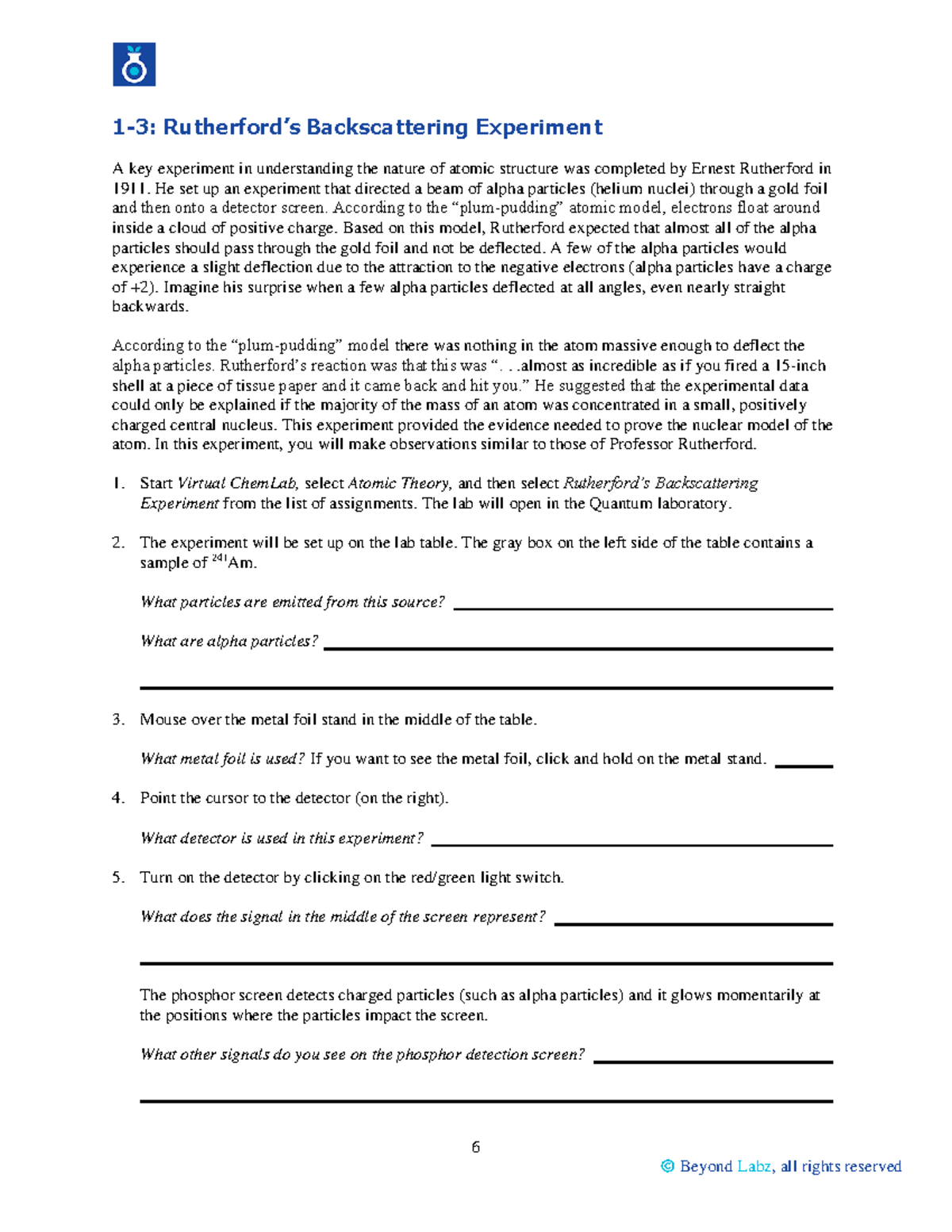 WS 1.3 - Rutherford Backscattering - 6 Beyond Labz, all rights reserved ...