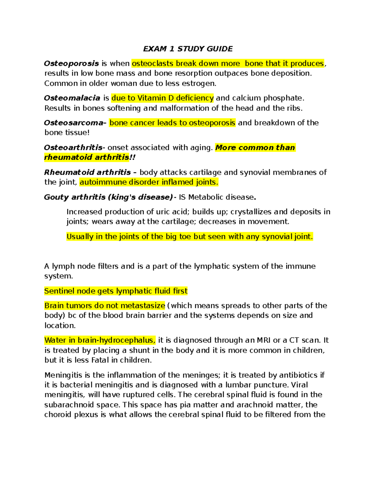 Exam 1 anatomy - notes from class and powerpoint - EXAM 1 STUDY GUIDE ...