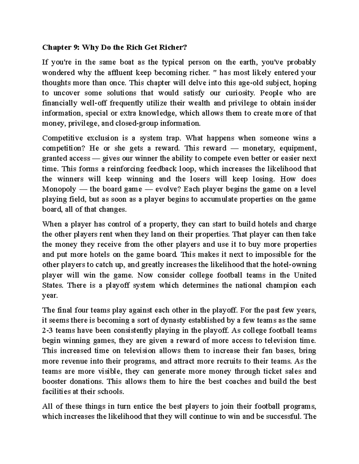 Chapter 9 Why Do the Rich Get Richer - Chapter 9: Why Do the Rich Get ...