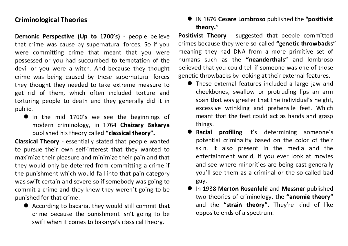 Criminological-Theories - Criminological Theories Demonic Perspective ...