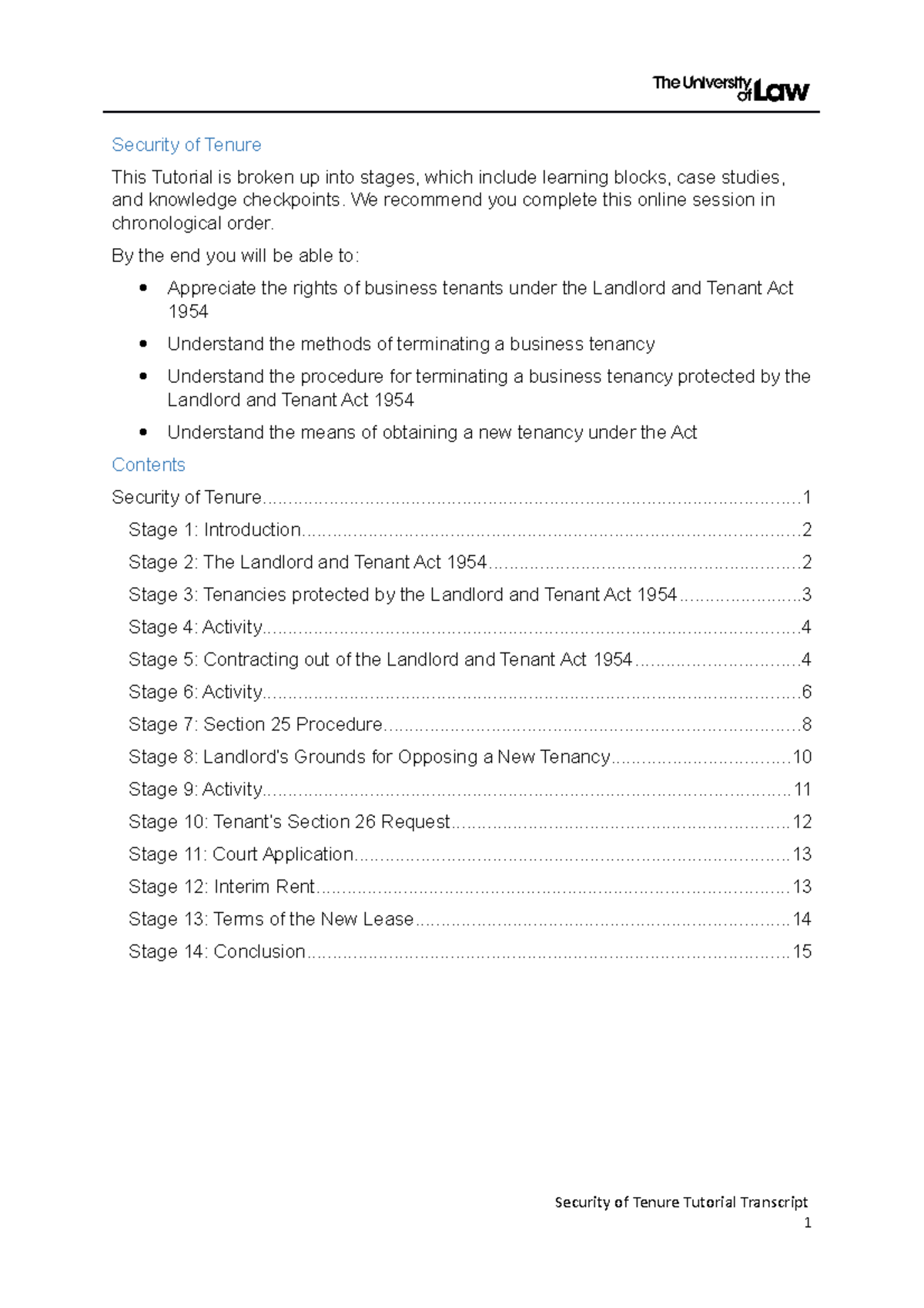 security of tenure ws10 - Security of Tenure This Tutorial is broken up ...