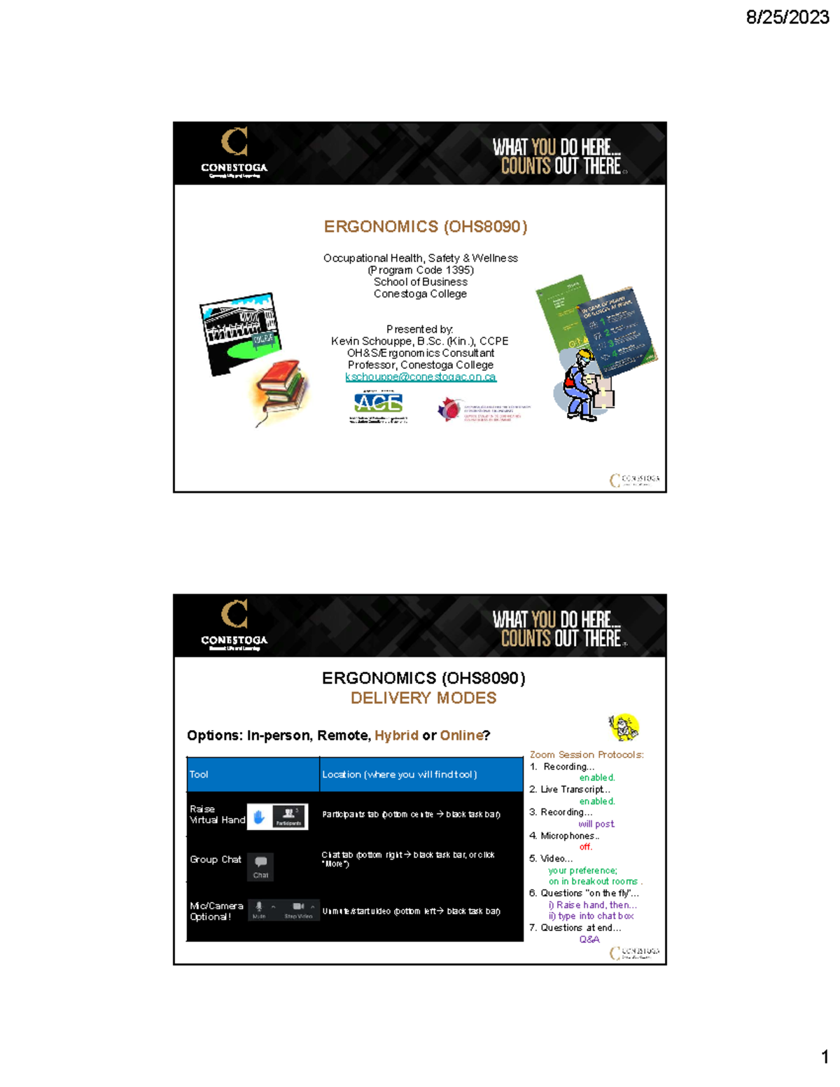 Ergno ppt slides W1-6 - work element - ERGONOMICS (OHS8090 ...