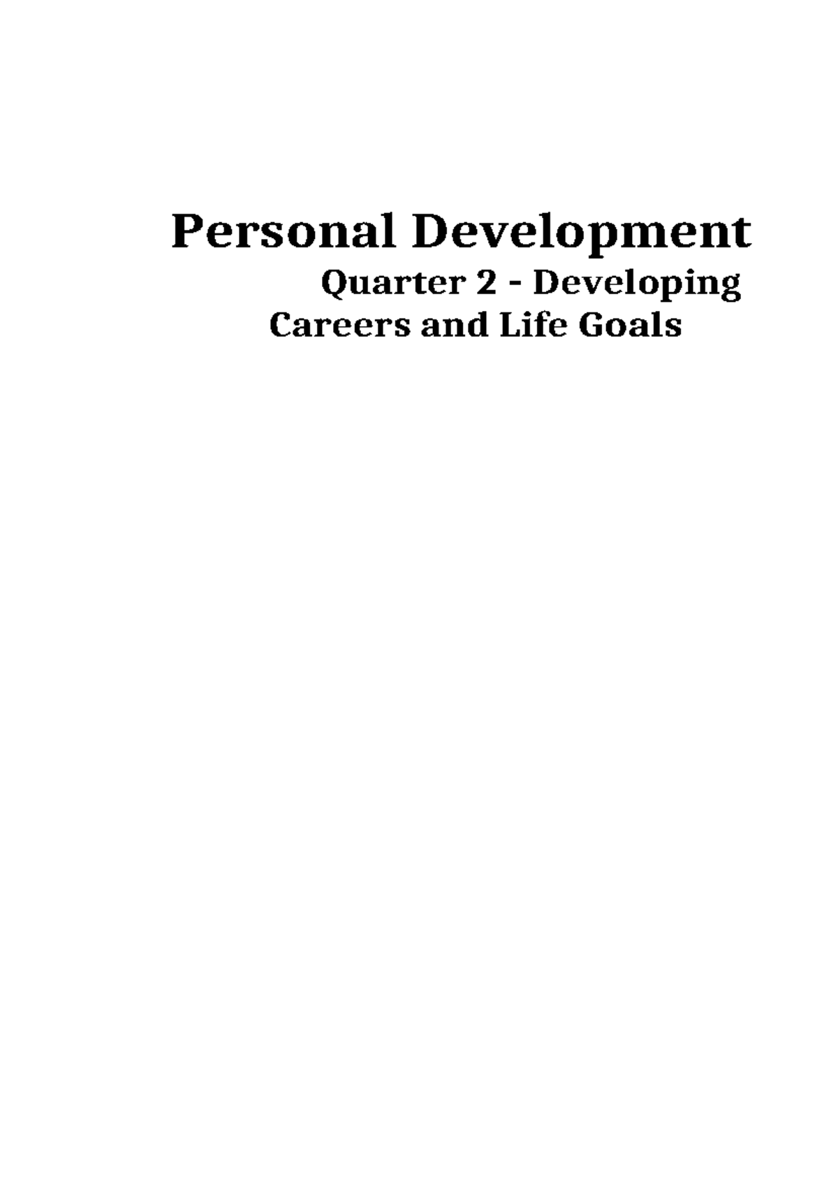 Book module 14 Developing Career and Life Goals - 12 Personal ...
