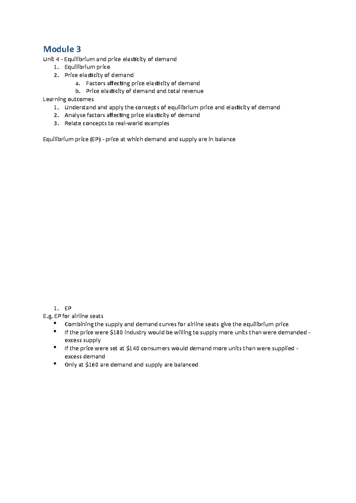 Module 3 - Elasticity - Module 3 Unit 4 - Equilibrium and price ...