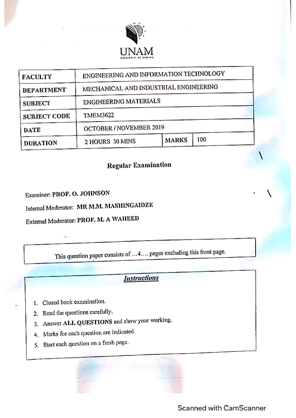 Engineering Materials - Exam papers - Mechanical Engineering - Studocu