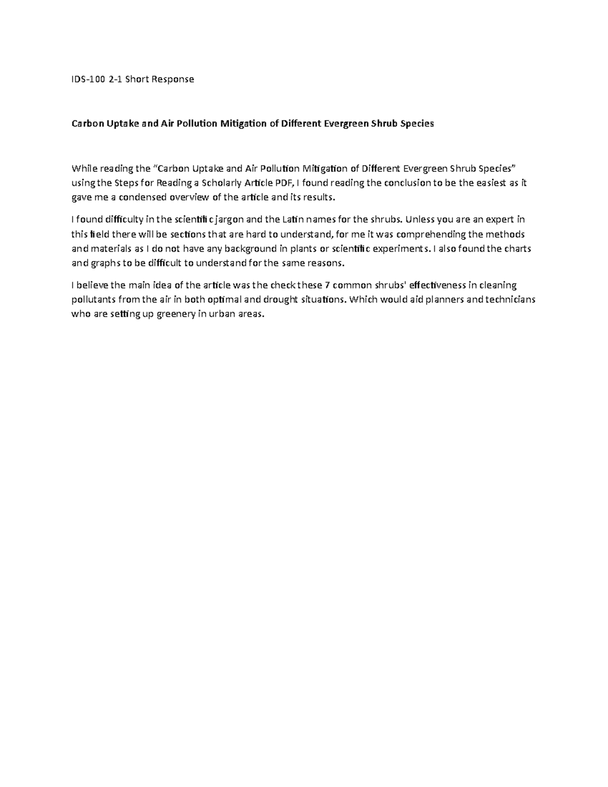 IDS100 2-1 learning module Short Response - IDS-100 2-1 Short Response ...