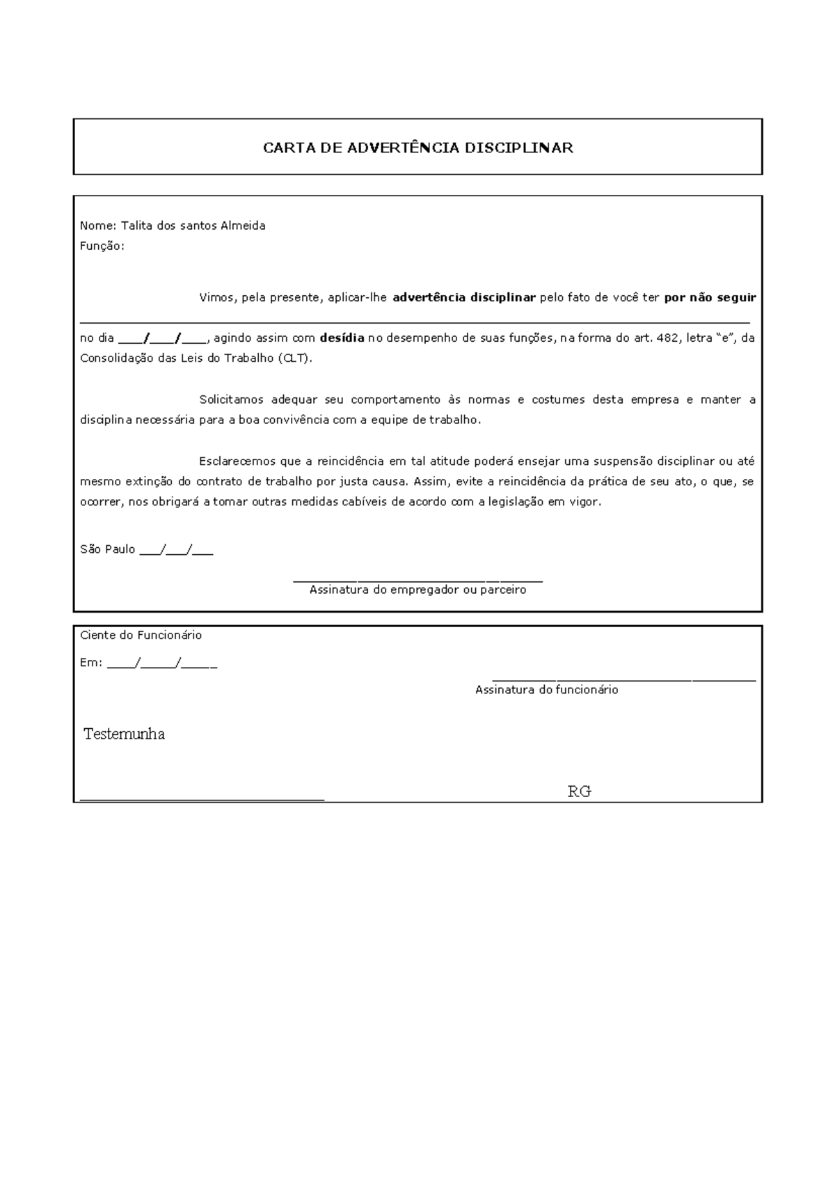 Modelo De Advertencia Por Atrasos - RETOEDU