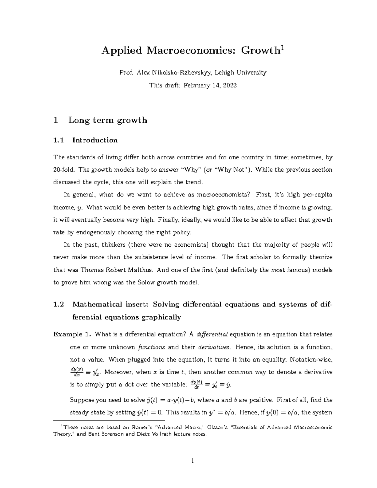 3 Long term economic growth - Applied Macroeconomics: Growth 1 Prof ...