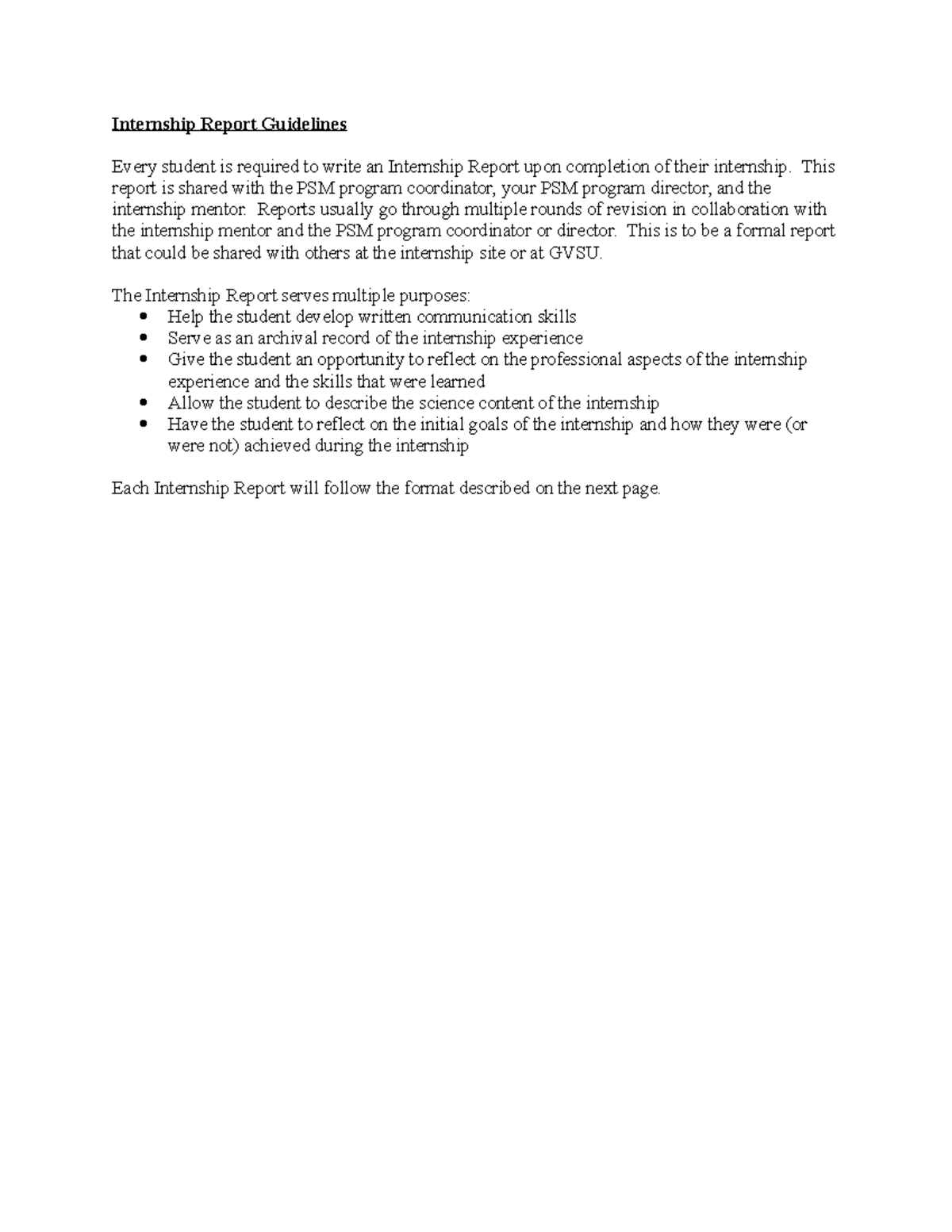 Internship report guidelines - Internship Report Guidelines Every ...