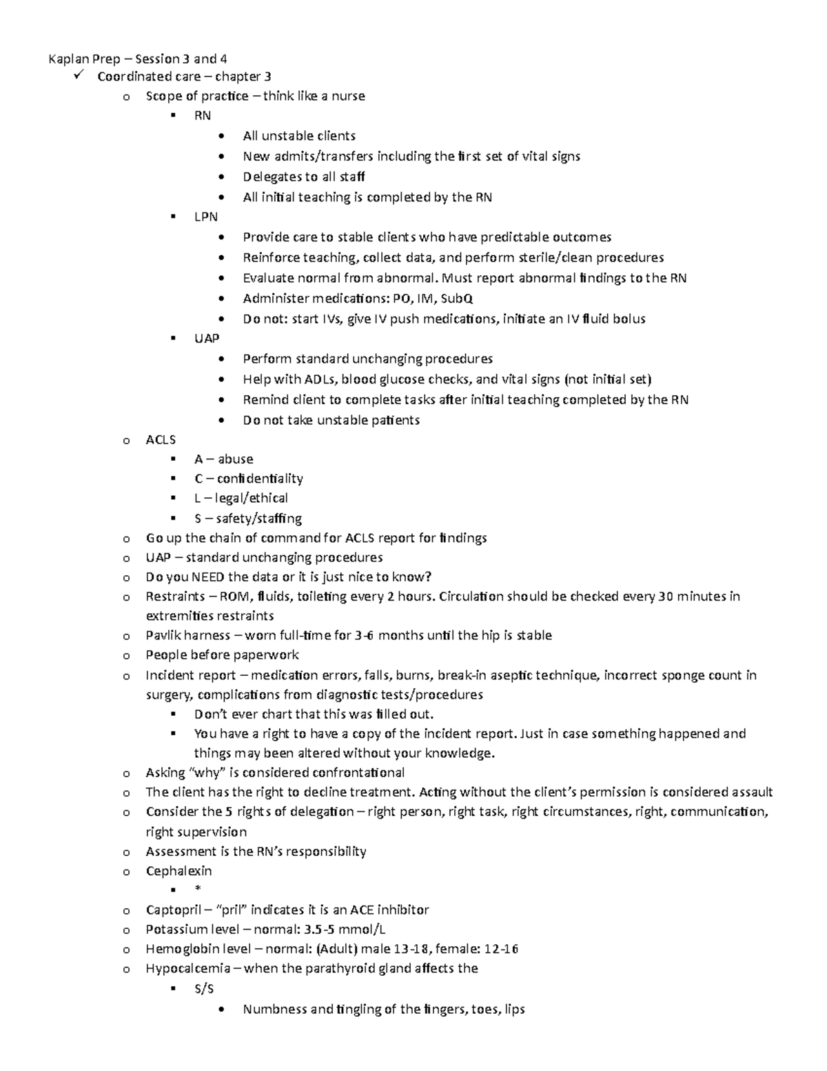 Kaplan Session 3 and 4 notes - Coordinated care – chapter 3 o Scope of ...