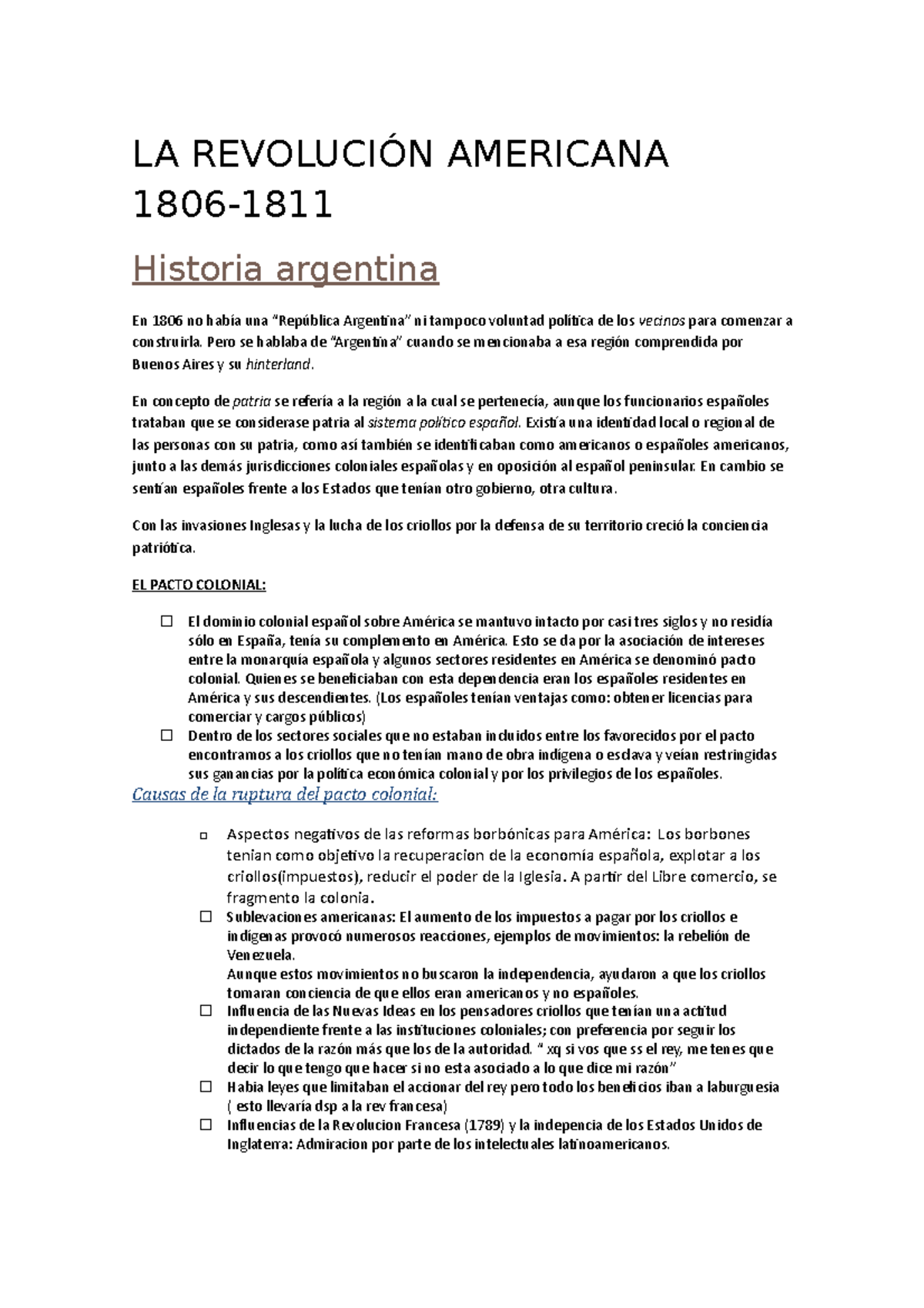 La revolución americana 1806 1820 - LA REVOLUCIÓN AMERICANA 1806 ...