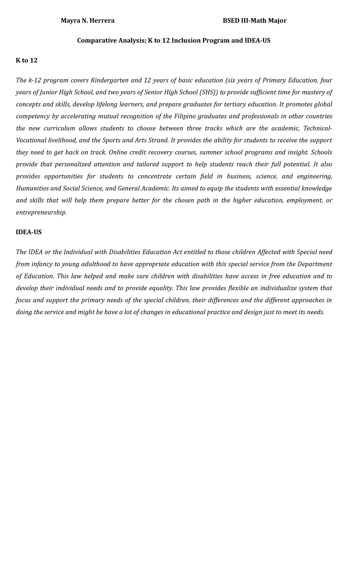 Activity 1-Comparative Analysis Mayra N. Herrera (BSED III-D Math Major) - Mayra N. Herrera BSED ...