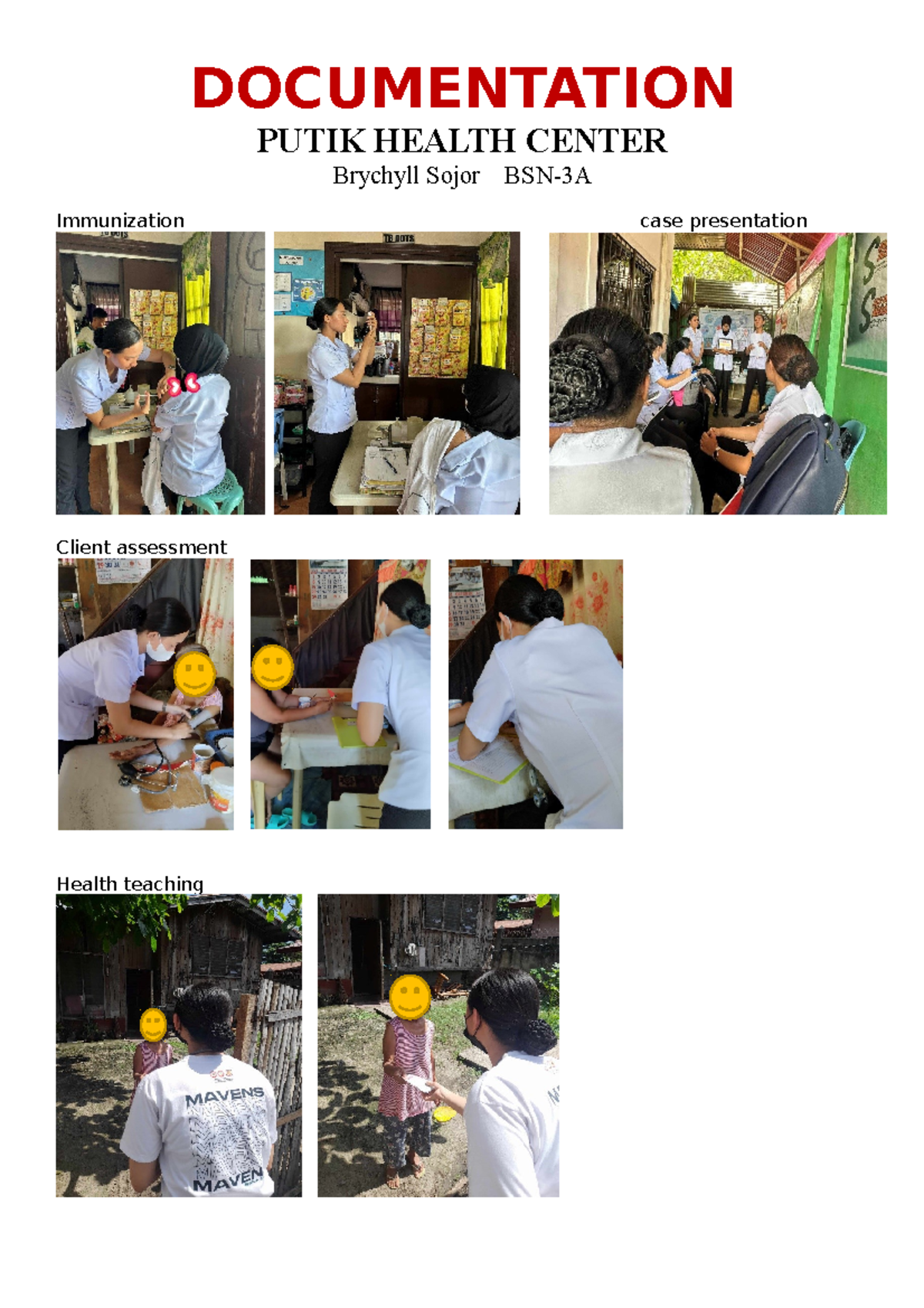 CHN Prioritization - DOCUMENTATION PUTIK HEALTH CENTER Brychyll Sojor ...