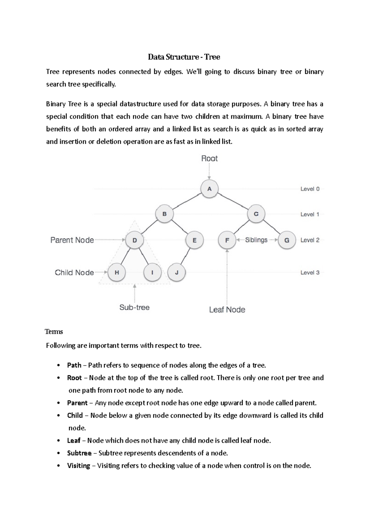 trees notes unit 3 - Data Structure - Tree Tree represents nodes ...