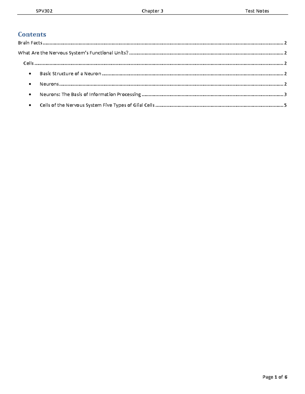 Chapter 3 notes - Brain Facts 2 What Are the Nervous System’s ...