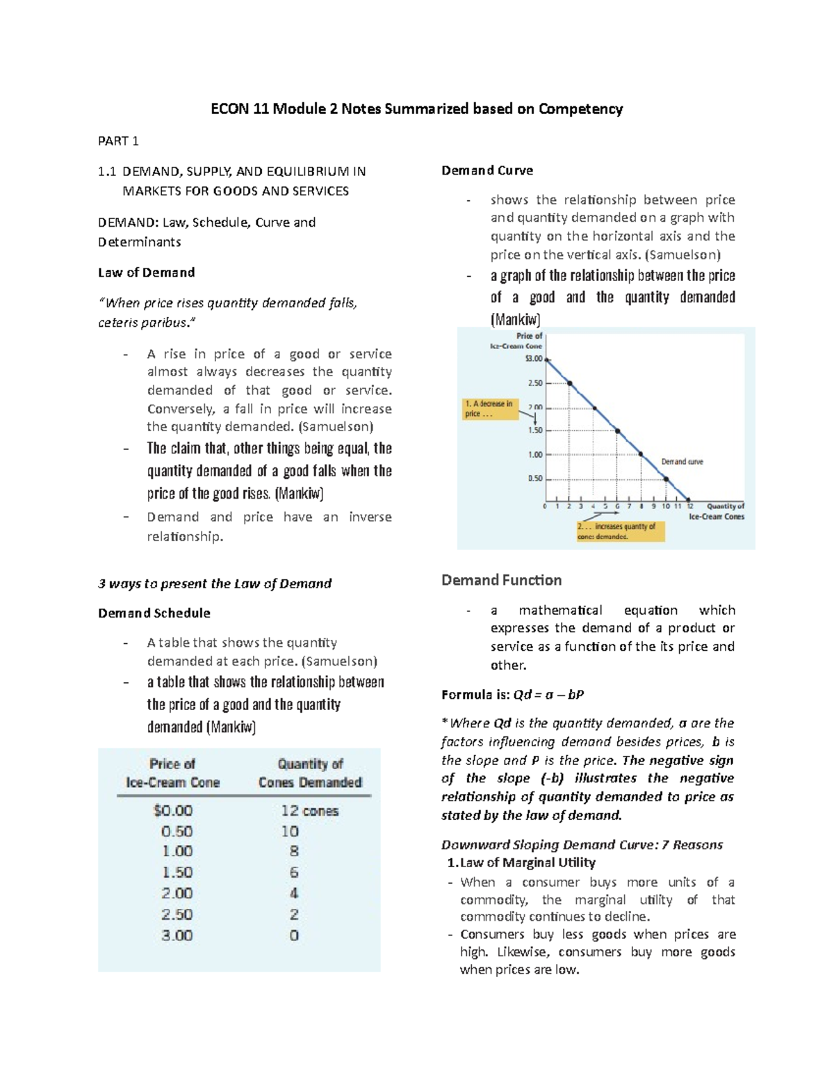 ECON 11 Module 2 Notes Summarized based on Competency - ECON 11 Module ...