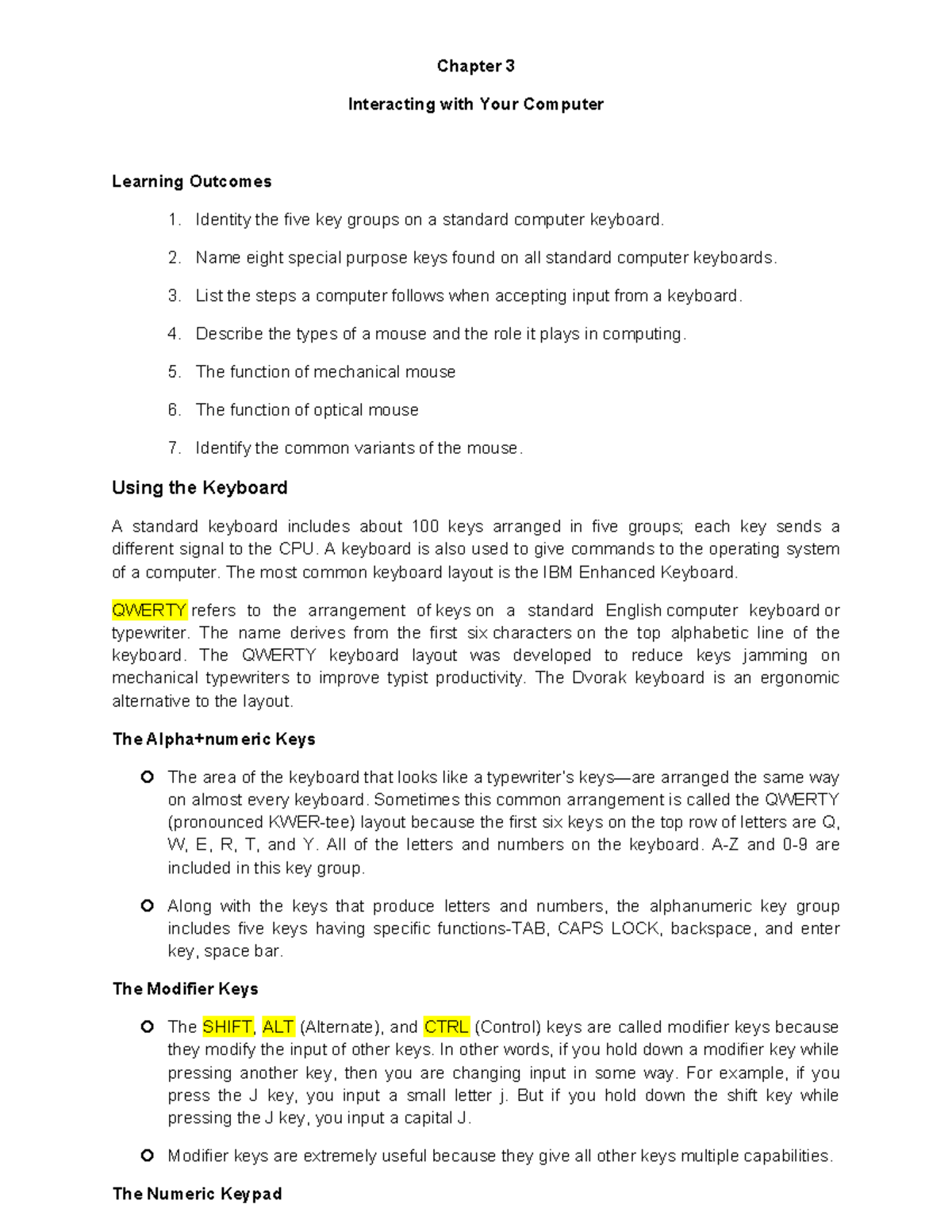 CH 3 - Important Note - Chapter 3 Interacting with Your Computer ...