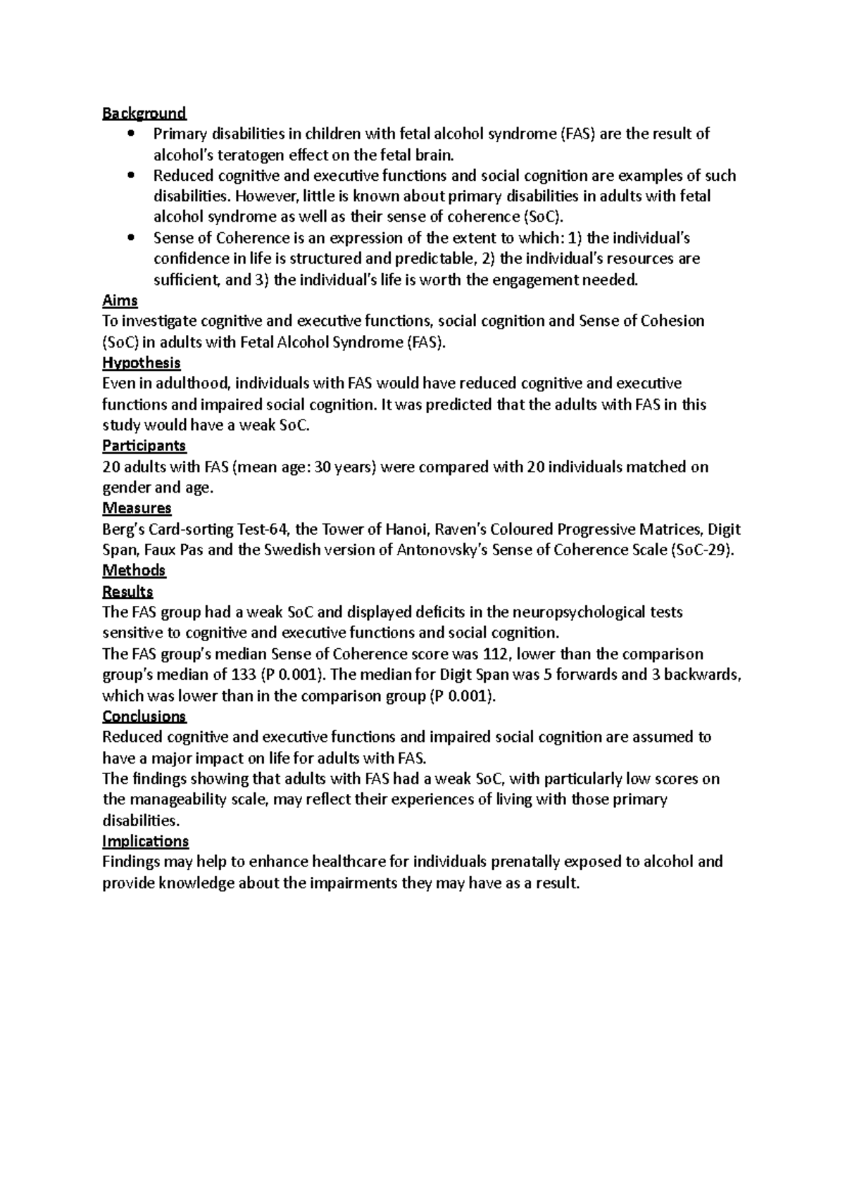 Cog Neuro Presentation Notes - Background Primary disabilities in ...