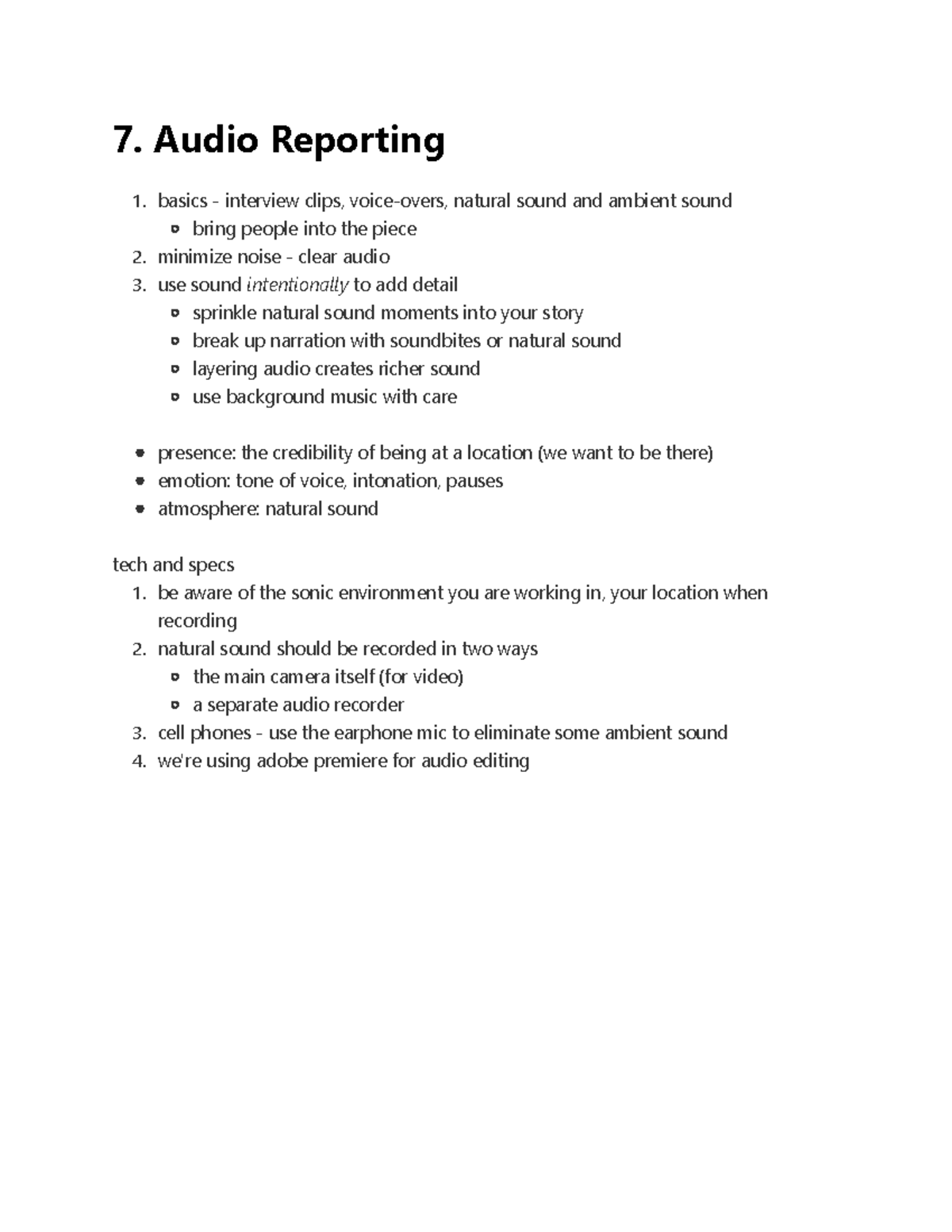 7. Audio Reporting - 7. Audio Reporting tech and specs basics ...
