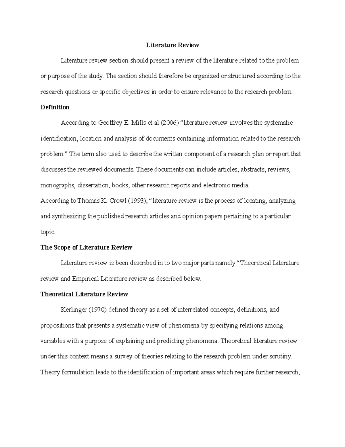 Literature Review - research methods - Literature Review Literature ...