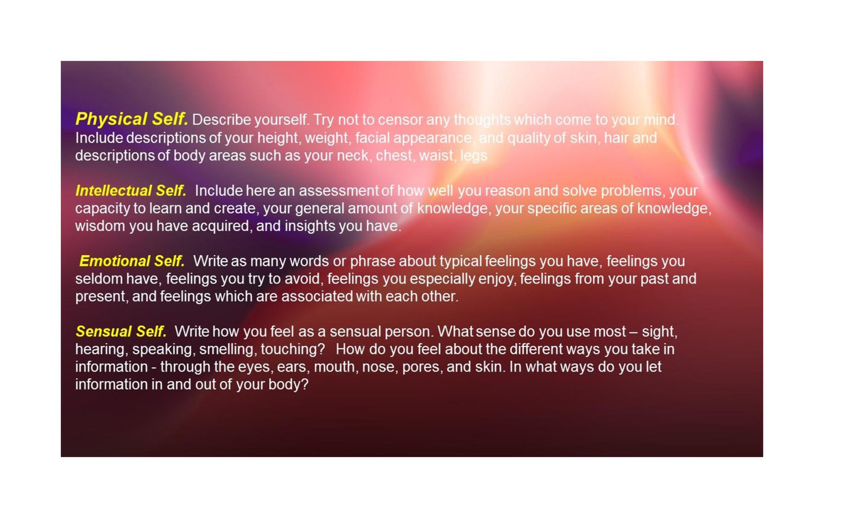 The Different Aspects of the Self - Understanding the Self - Studocu