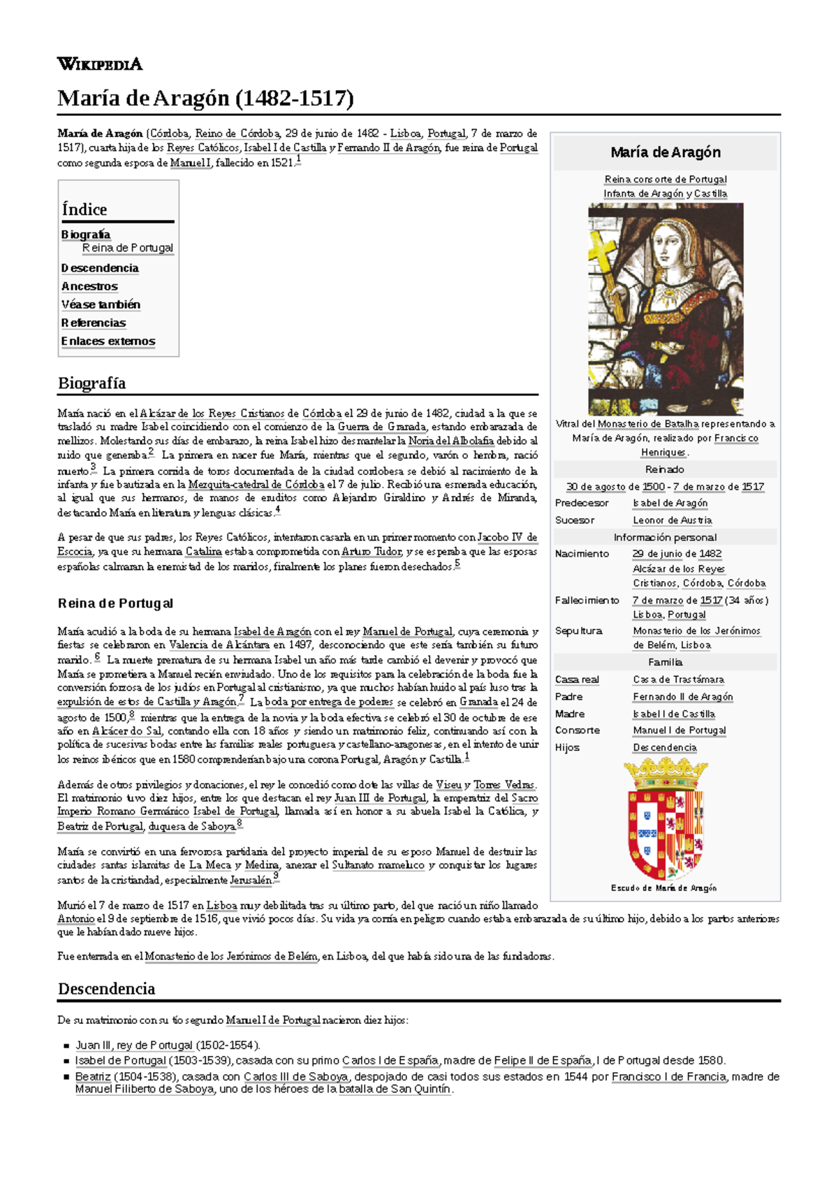 María de Aragón (1482-1517) - María de Aragón Reina consorte de ...