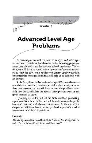1 - Age problems - 1 Practice - Age Problems A boy is 10 years older ...