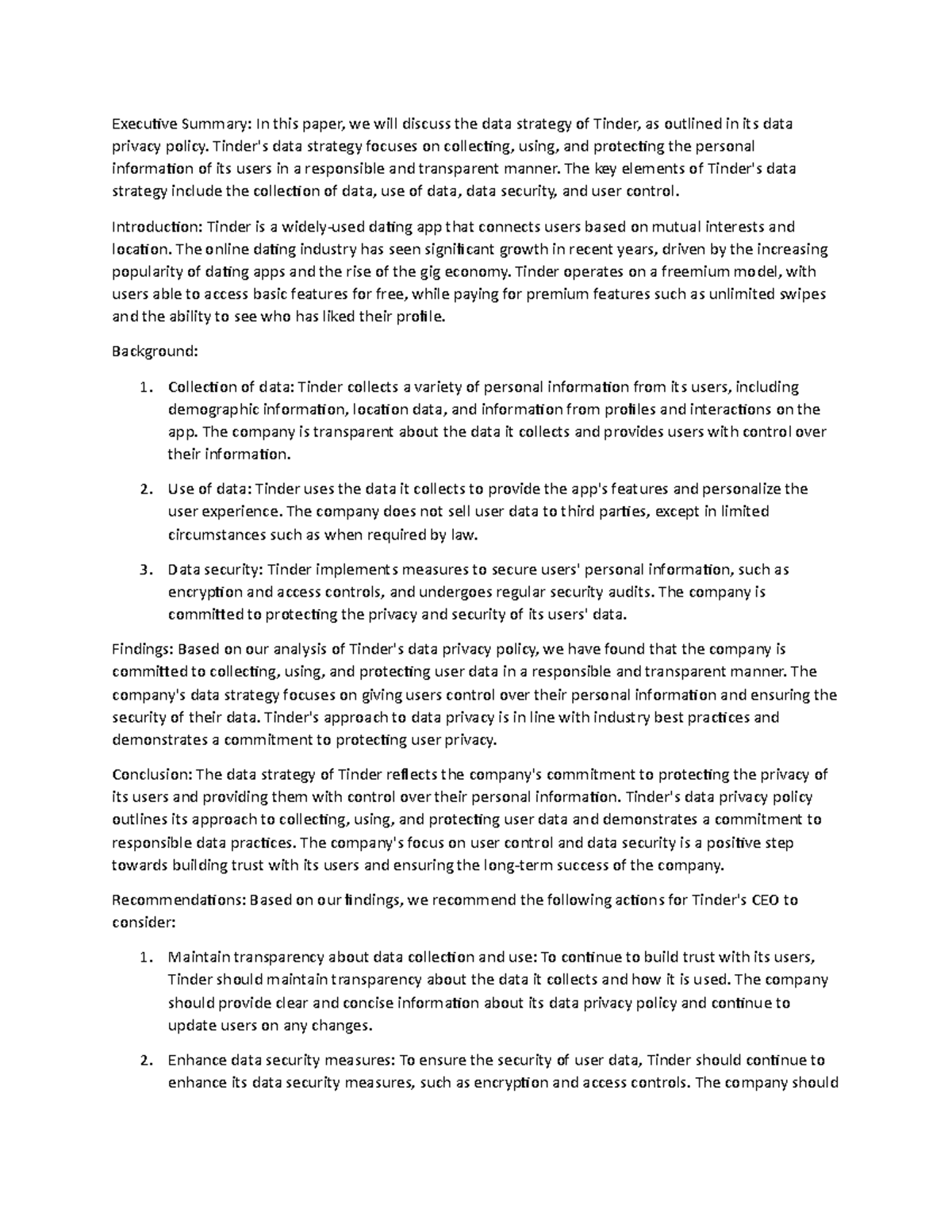 Busi 650 sample paper - Assignment - Executive Summary: In this paper ...