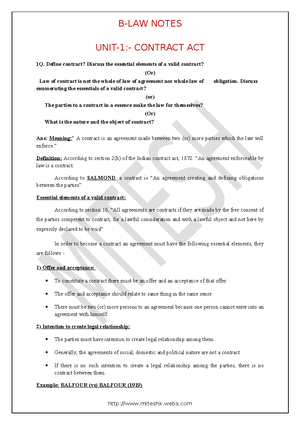 Contracts 1. Course Outline on contract law - Studocu