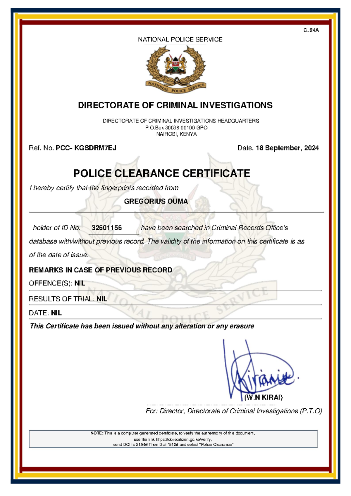 32601156 - good - C. 24A NATIONAL POLICE SERVICE DIRECTORATE OF CRIMINAL INVESTIGATIONS ...