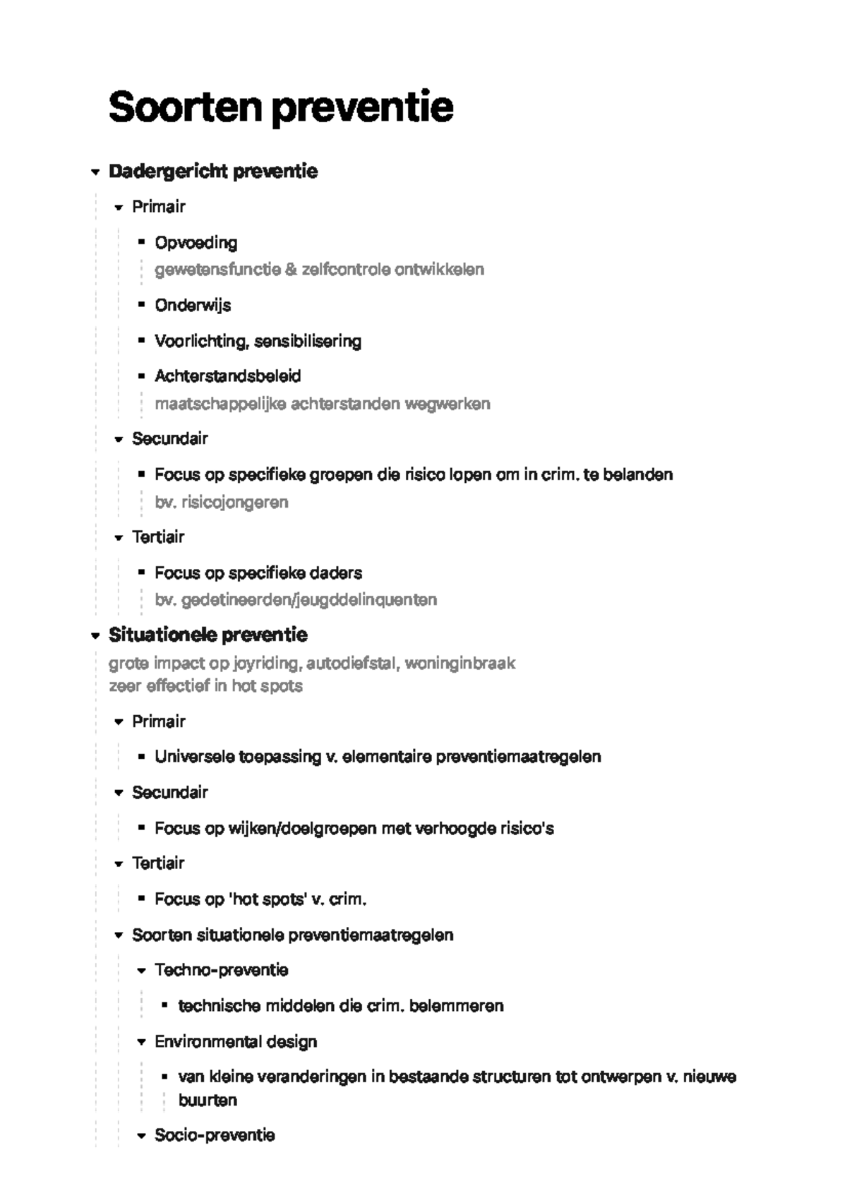 Soorten preventie - nota's van schema - Soorten preventie Dadergericht ...