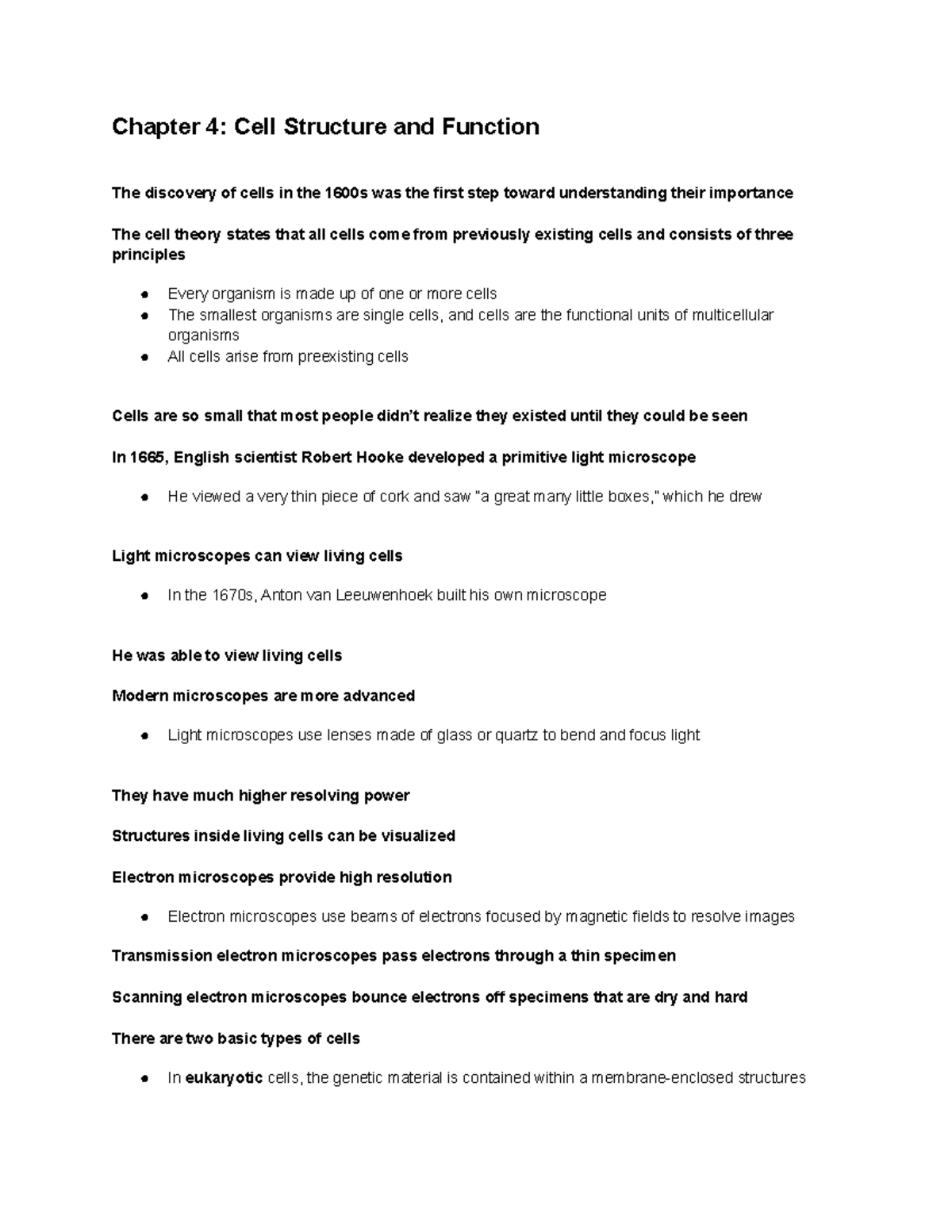 Chapter 4 Cell Structure and Function - Chapter 4: Cell Structure and ...
