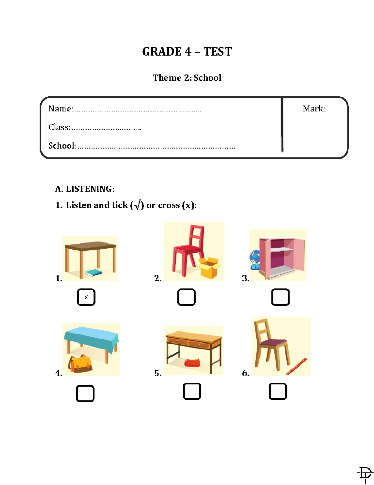 DTP-G4-T2-full test - I -learn smart start grade 3 - GRADE 4 – TEST ...