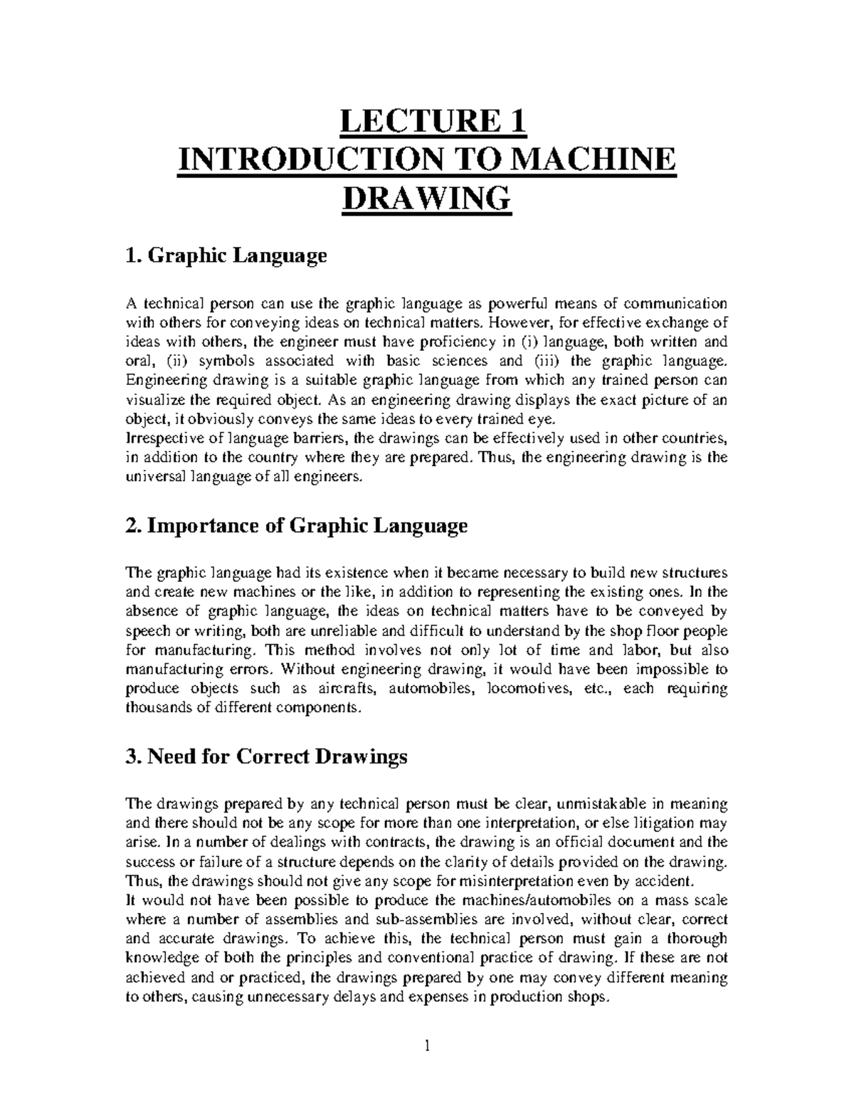 Machine Drawing Lecture 1 - LECTURE 1 INTRODUCTION TO MACHINE DRAWING 1 ...